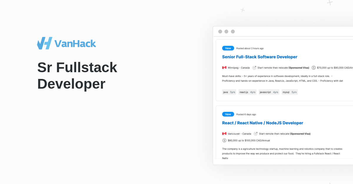 Sr Fullstack Developer Vanhack